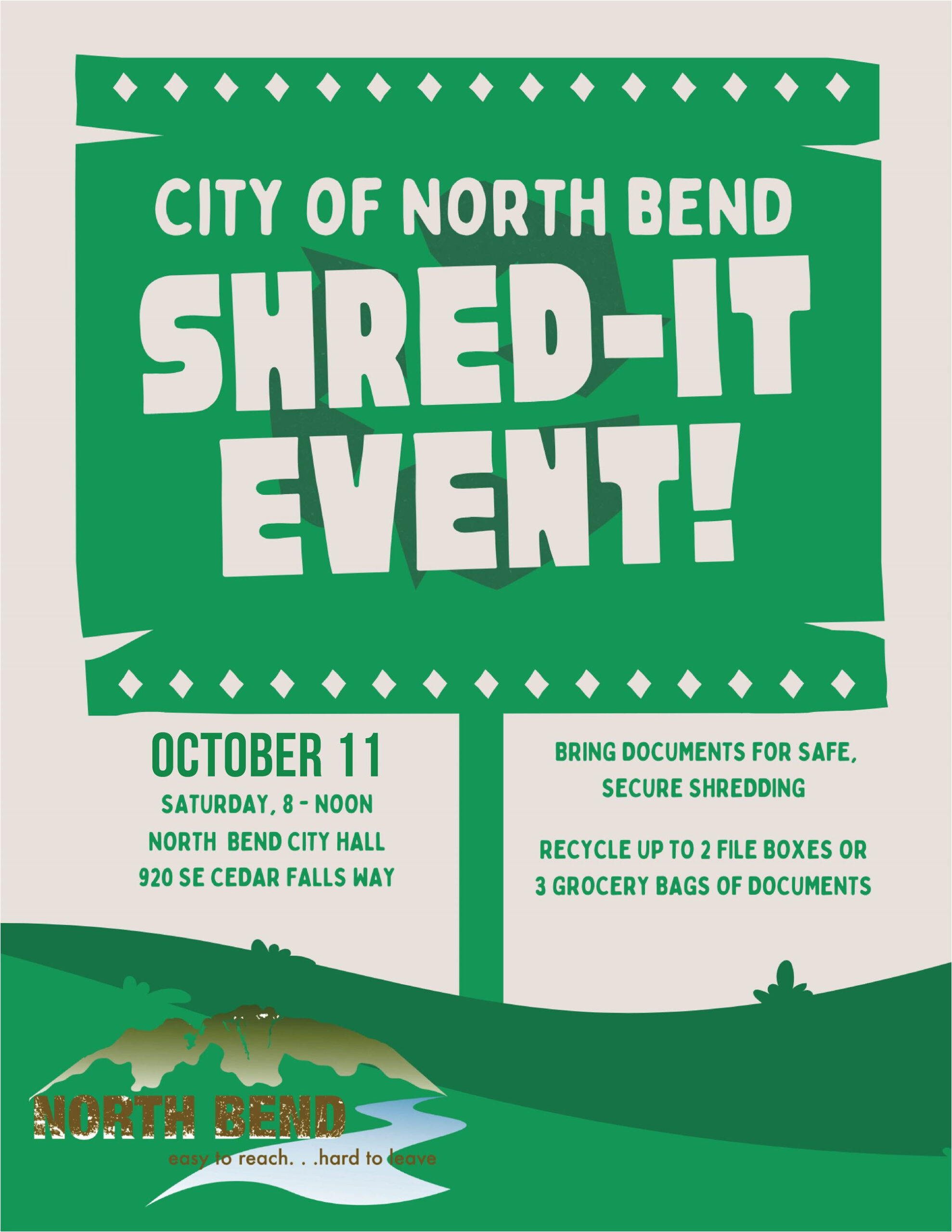 Free Shred-It Event at North Bend City Hall October 11 - Living Snoqualmie